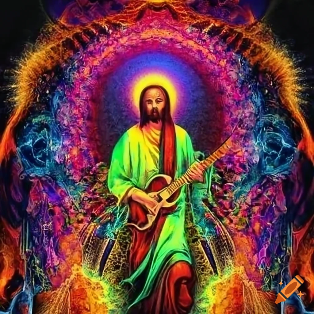 Colorful psychedelic art inspired by spiritual journey and music on Craiyon