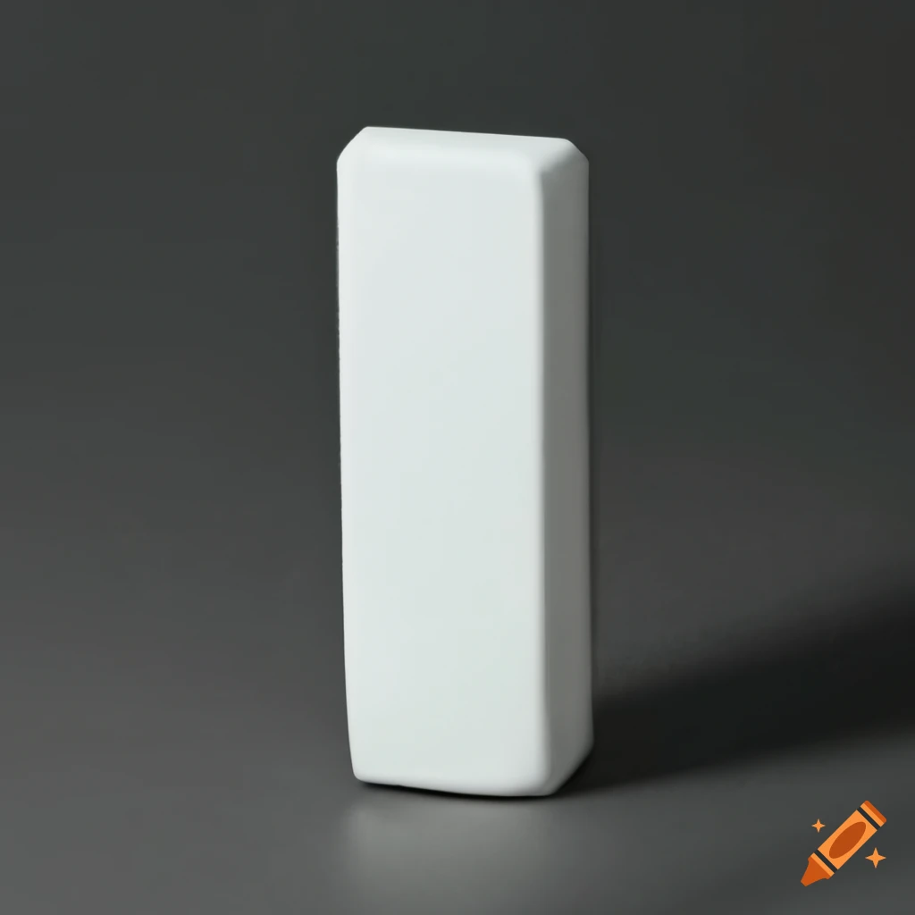 Tall completely white eraser with minimalistic design on Craiyon