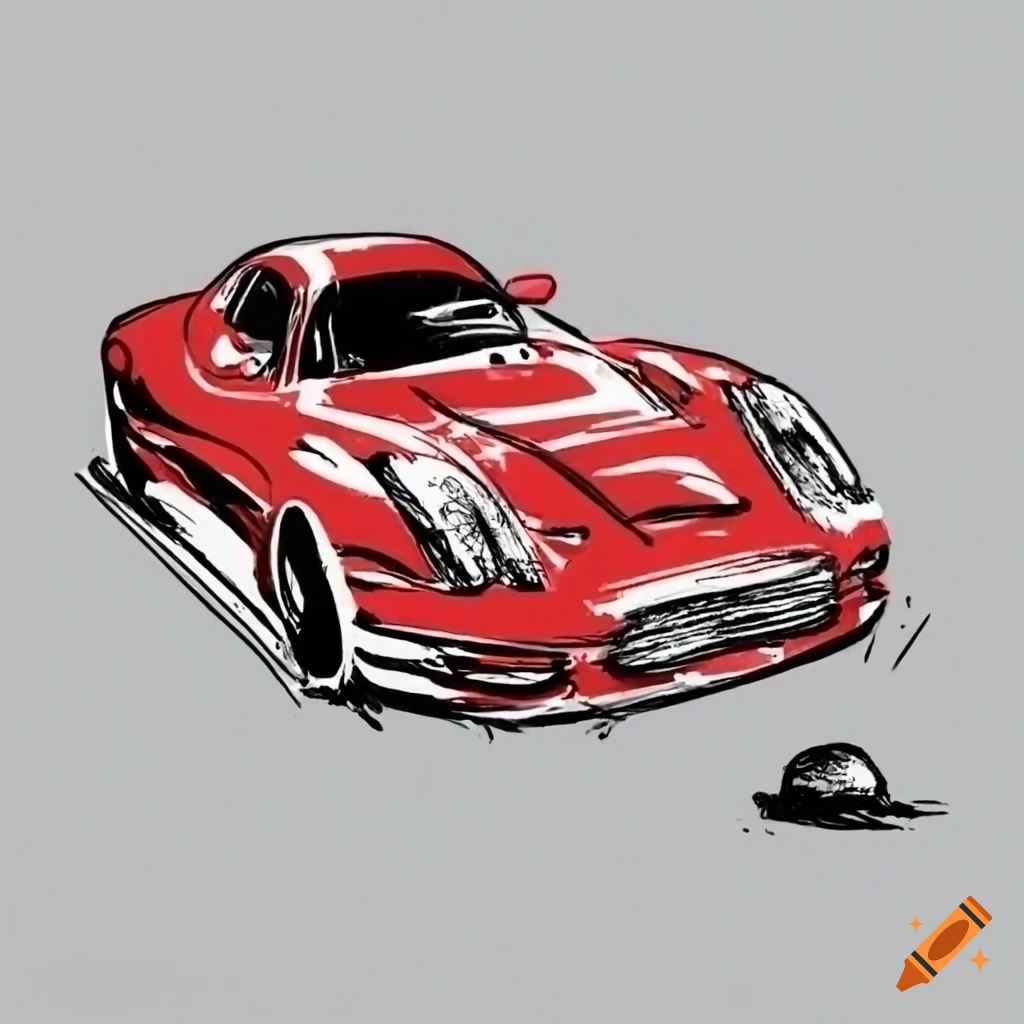 Drawing of a red car racer on Craiyon