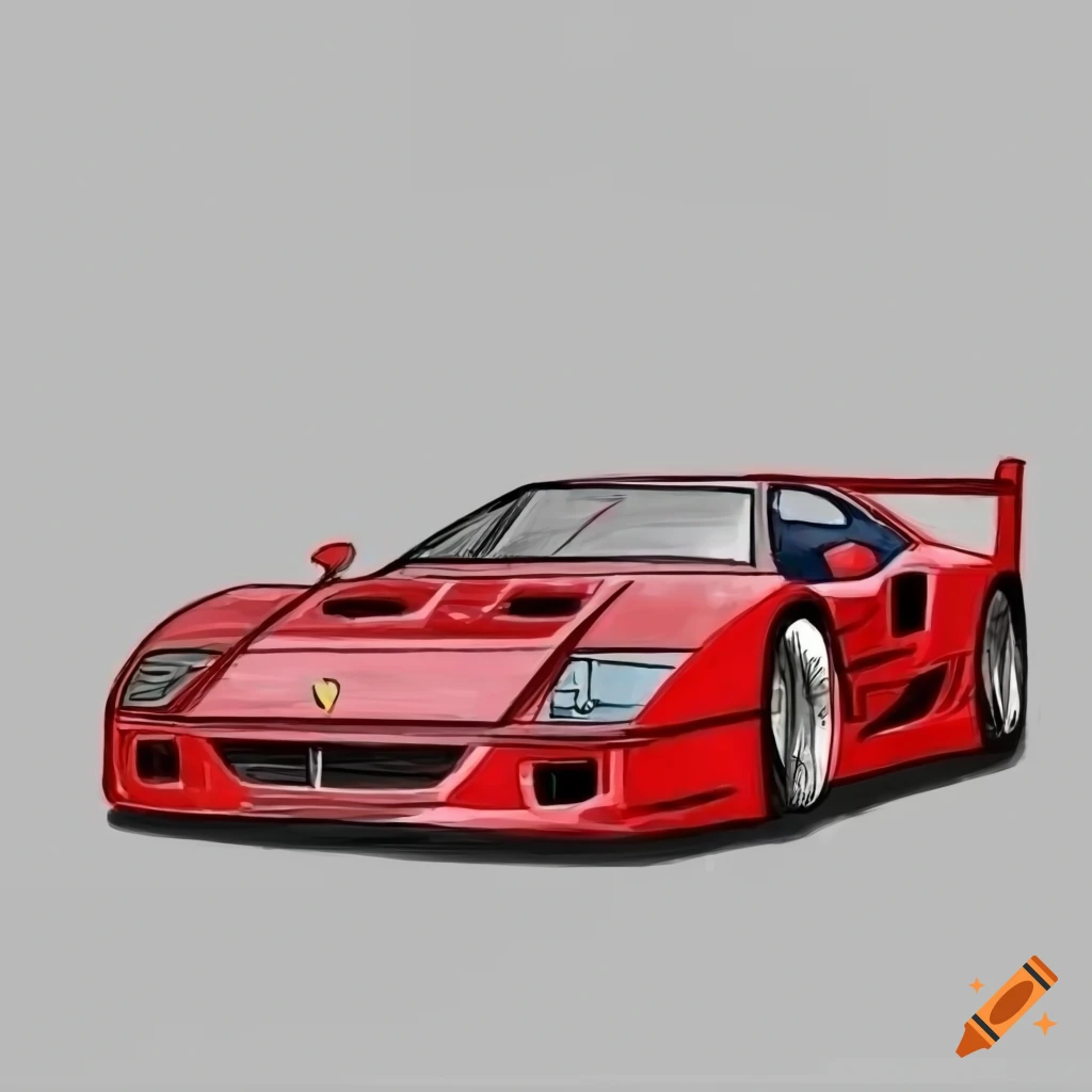 Red ferrari f40 racing car on white background on Craiyon