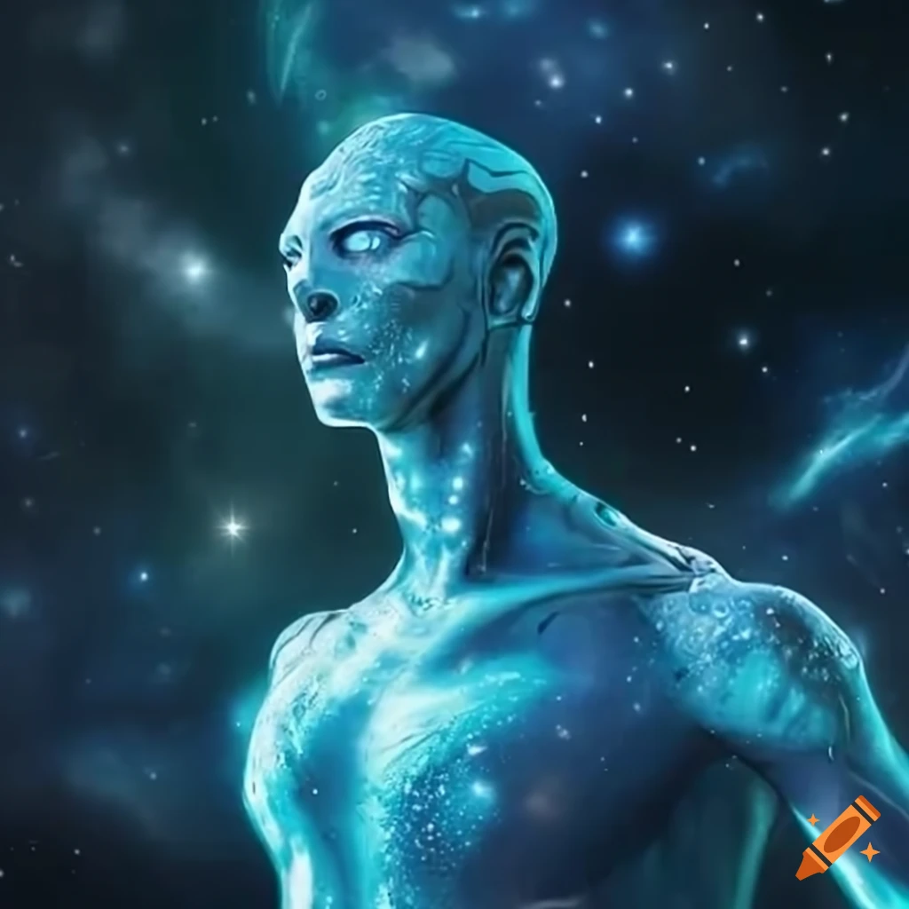 Ethereal humanoid with space and wispy elements on Craiyon