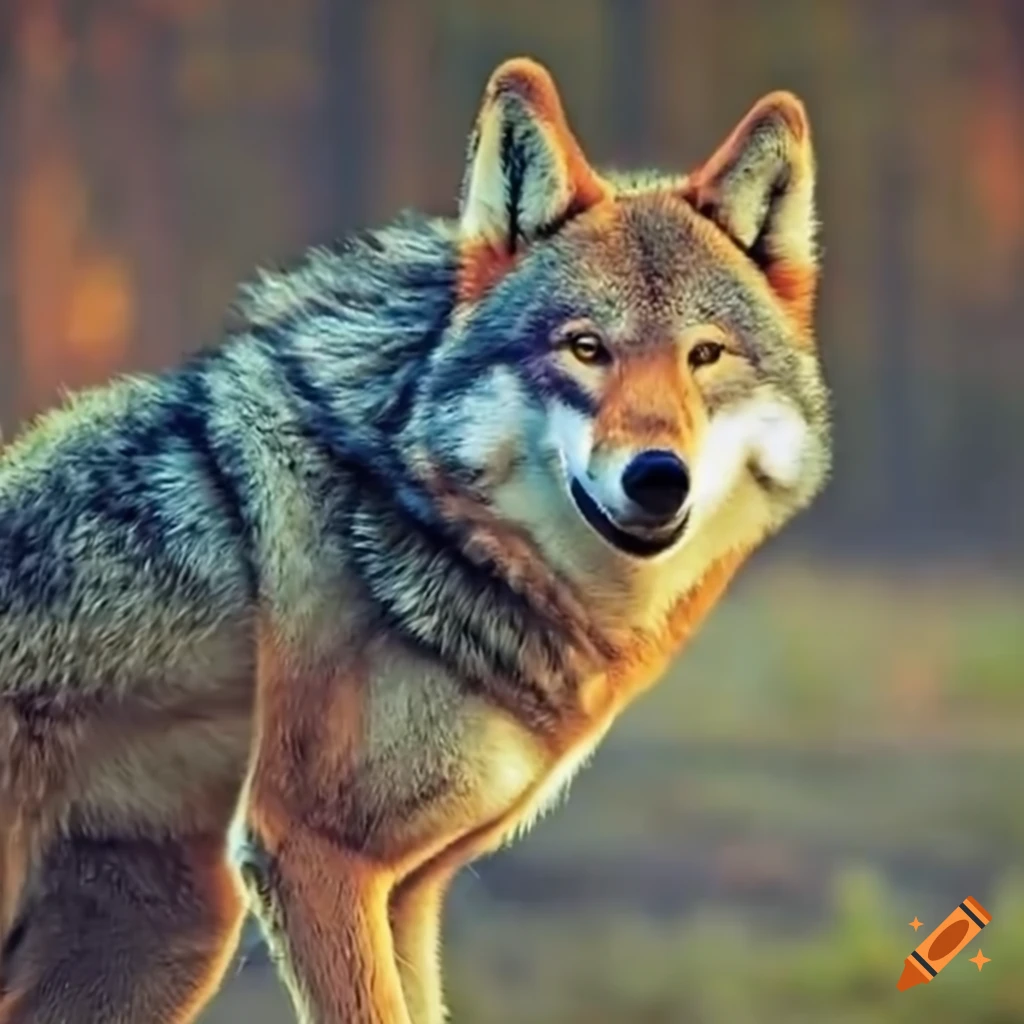 Un lobo enfrentandose a un oso on Craiyon