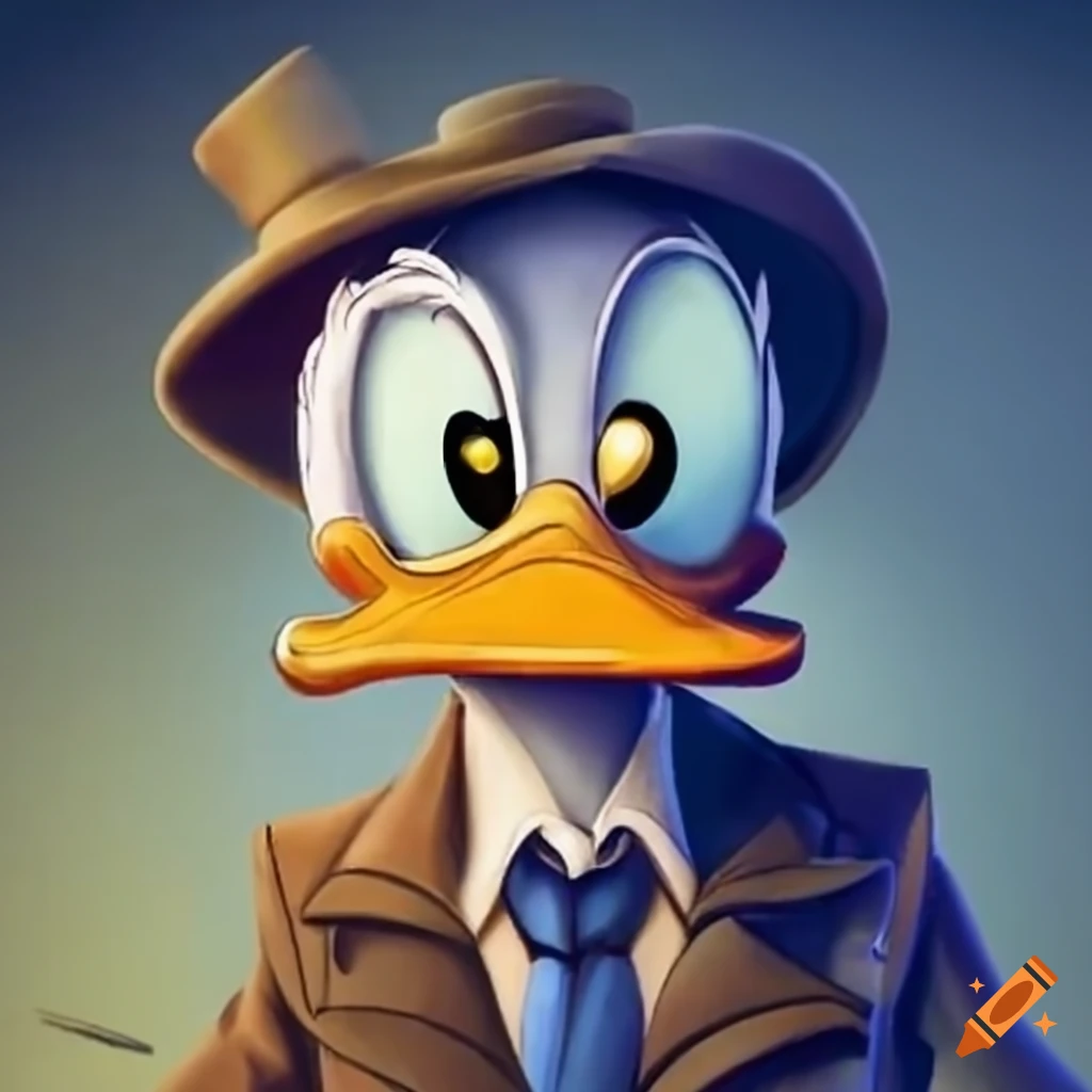 Donald duck portraying an old school detective on Craiyon