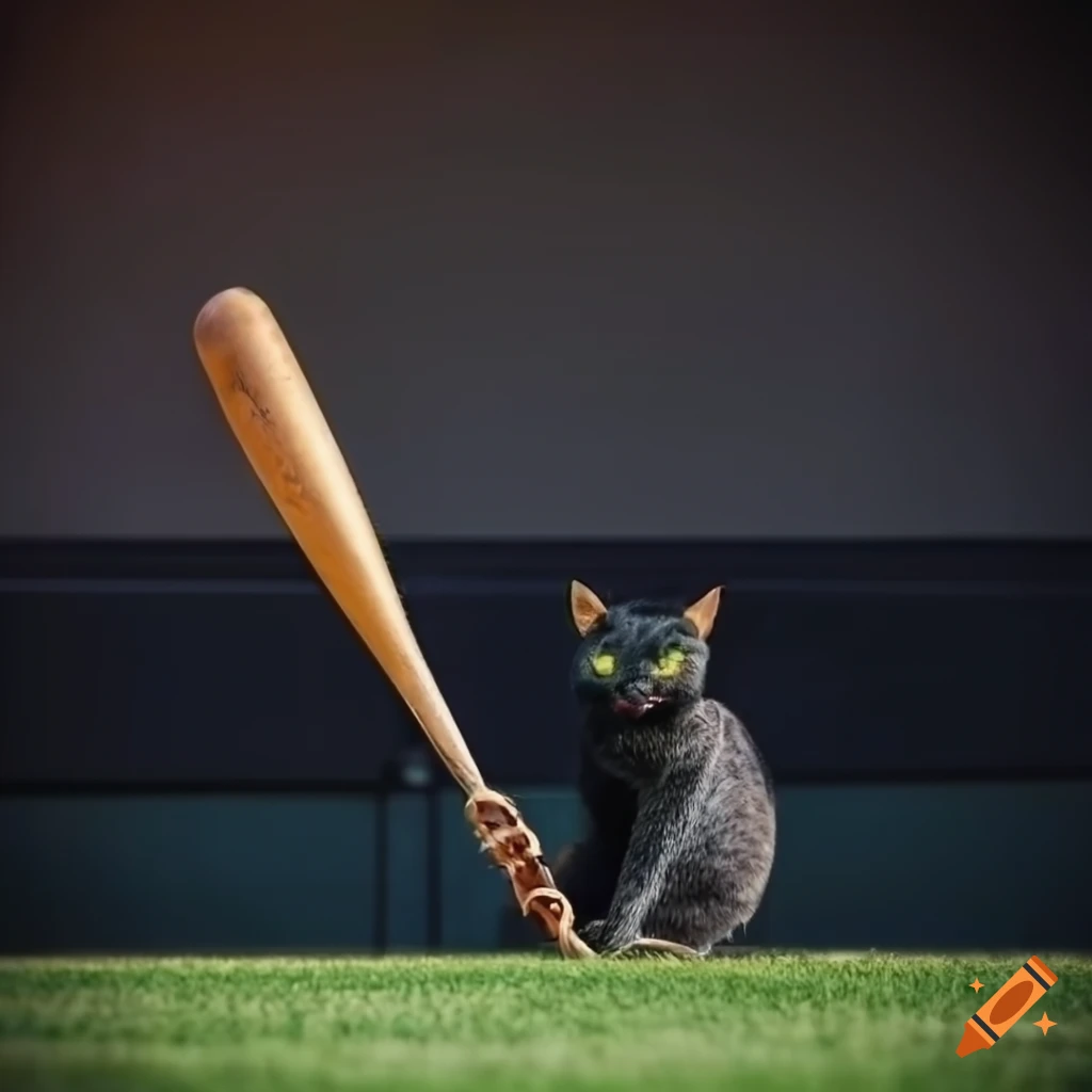 Baseball scene with black cats wearing gloves and grandstand background ...