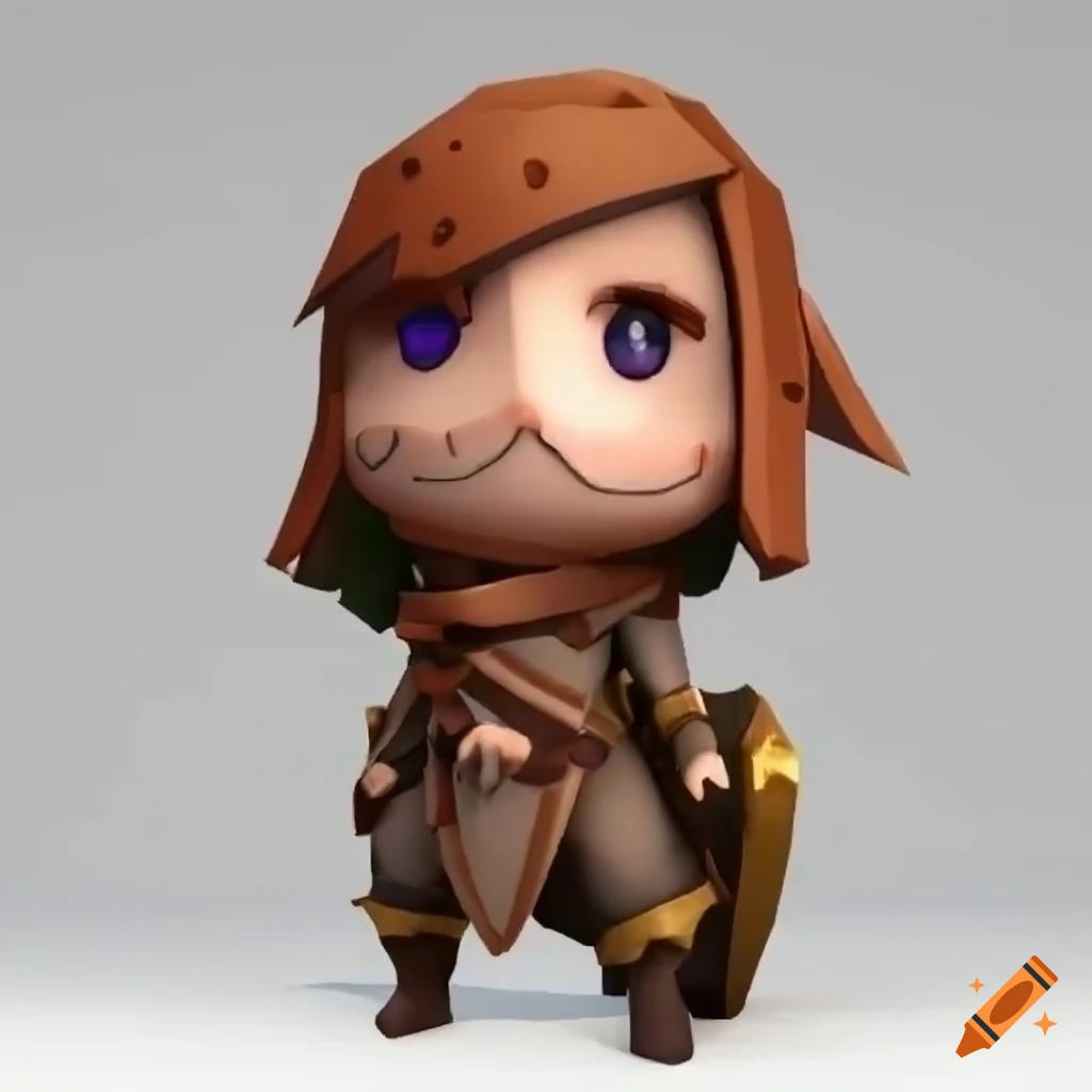 Chibi 3d model in albion online style reference pose on Craiyon