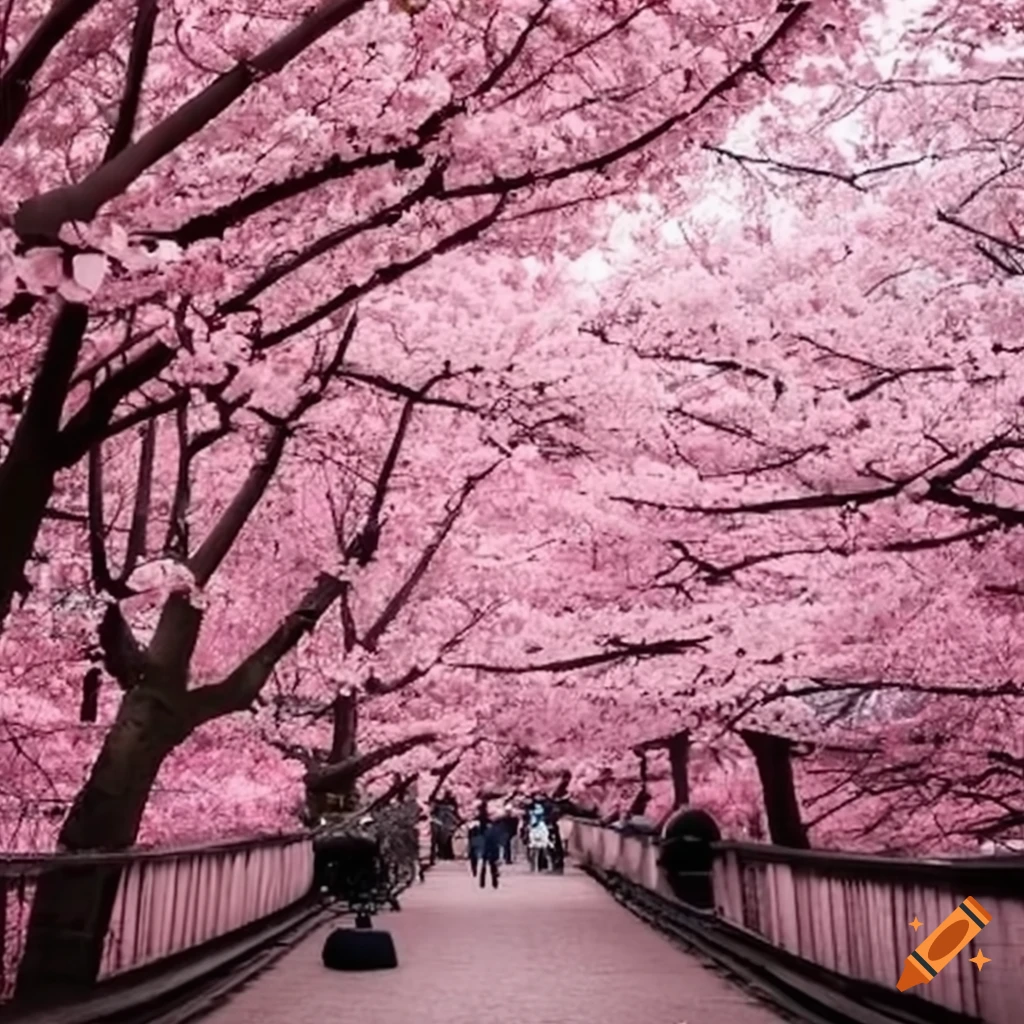 Cherry blossoms falling in japan on Craiyon