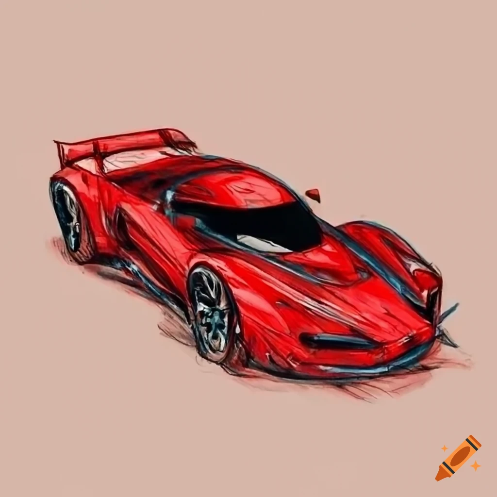 Drawing of a red car racer on Craiyon