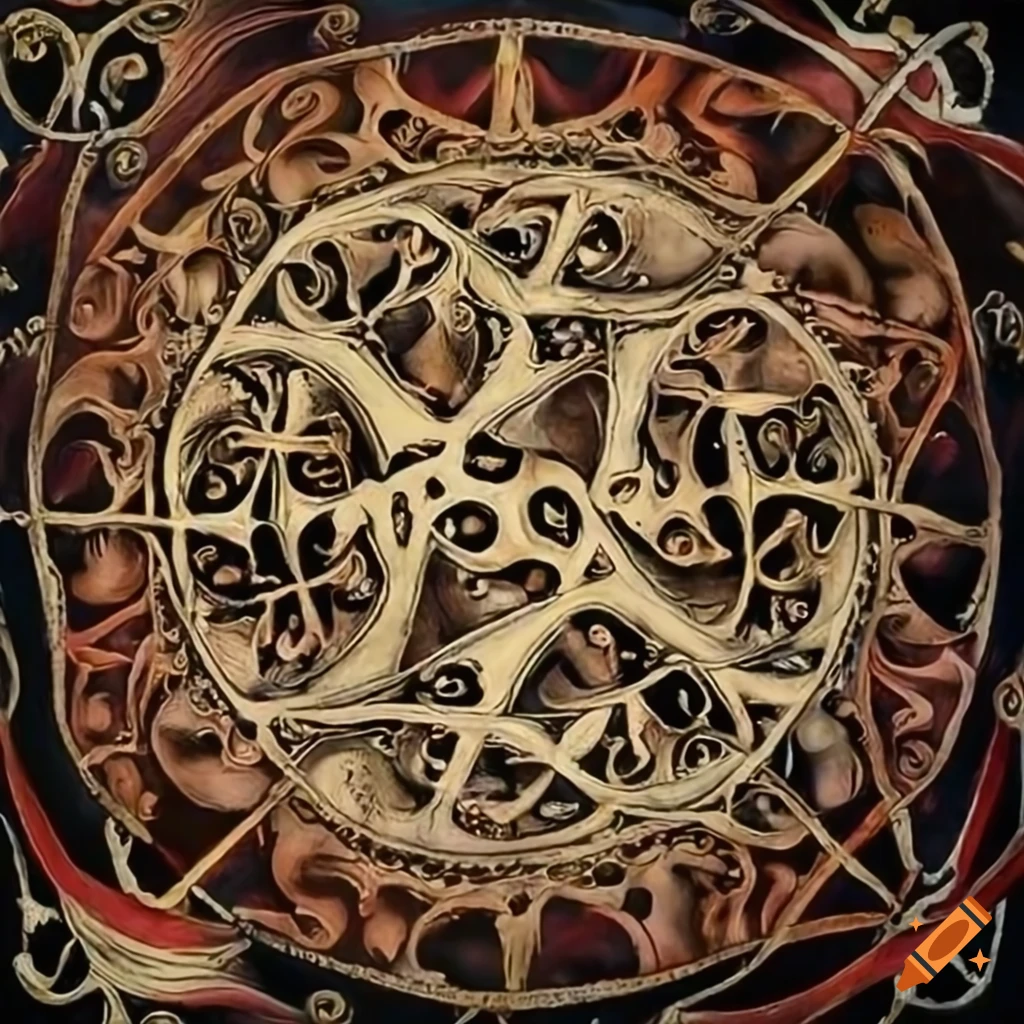Surrealist painting with intricate symbolic interplay by Escher, Dali ...