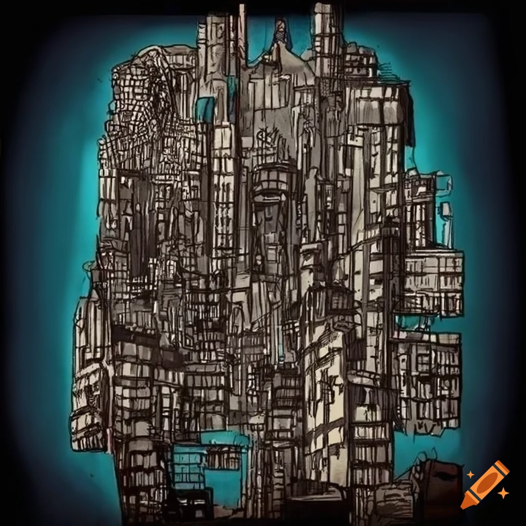 Detailed drawing of a city map in a post-zombie apocalypse economy on ...