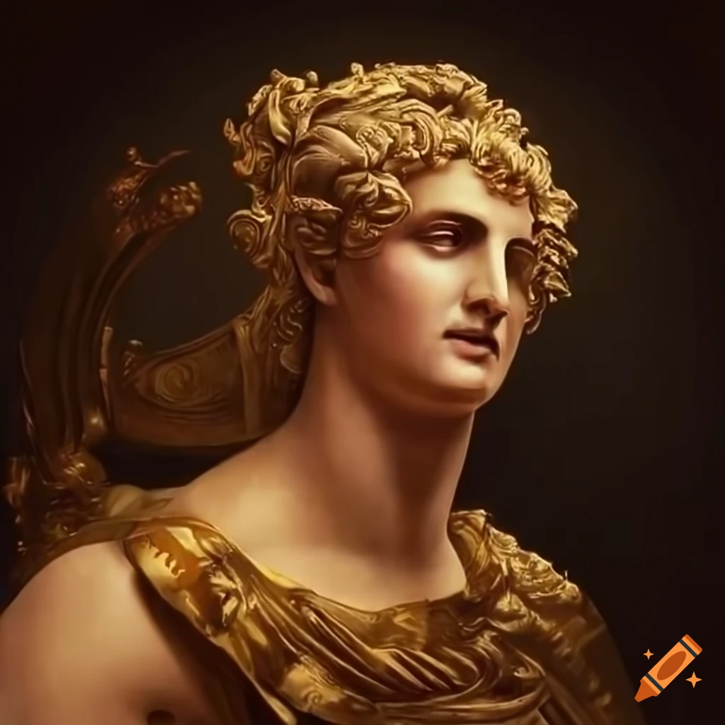 Artistic representation of apollo, the god of divination, music, and ...