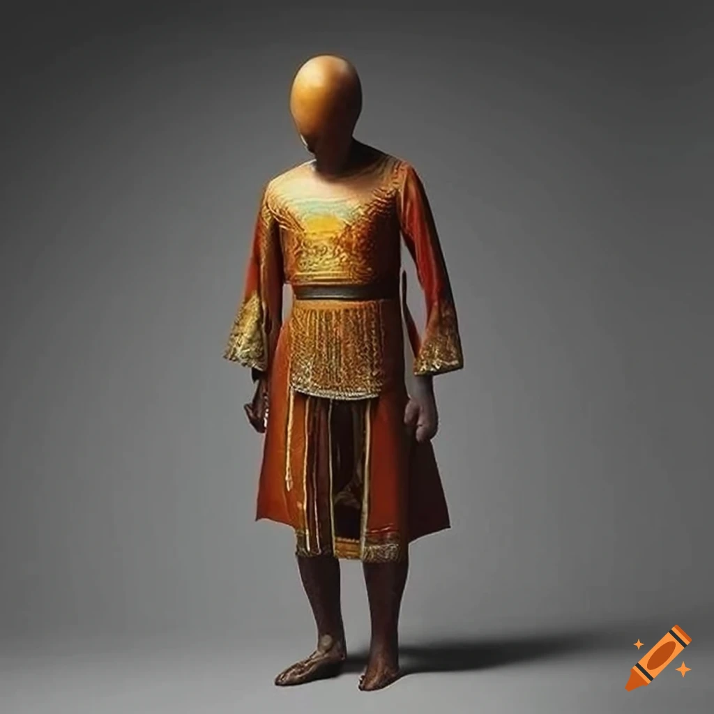 Man wearing golden tunic with sun-inspired embroidery on Craiyon