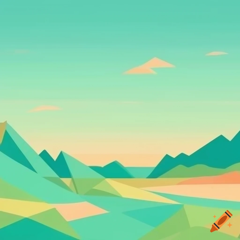 Cute landscape in simple geometric art style on Craiyon