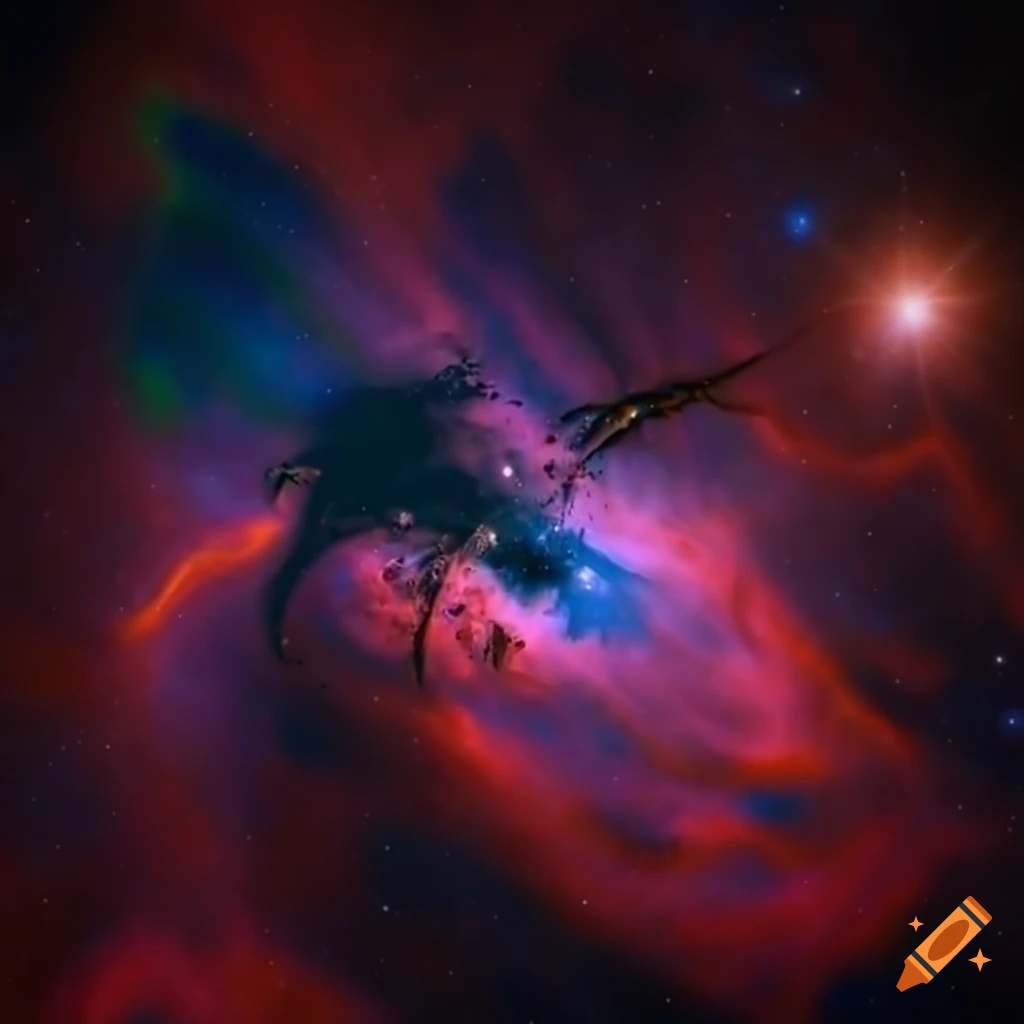 Deep outer space with a cosmic horror entity seen through a space ...