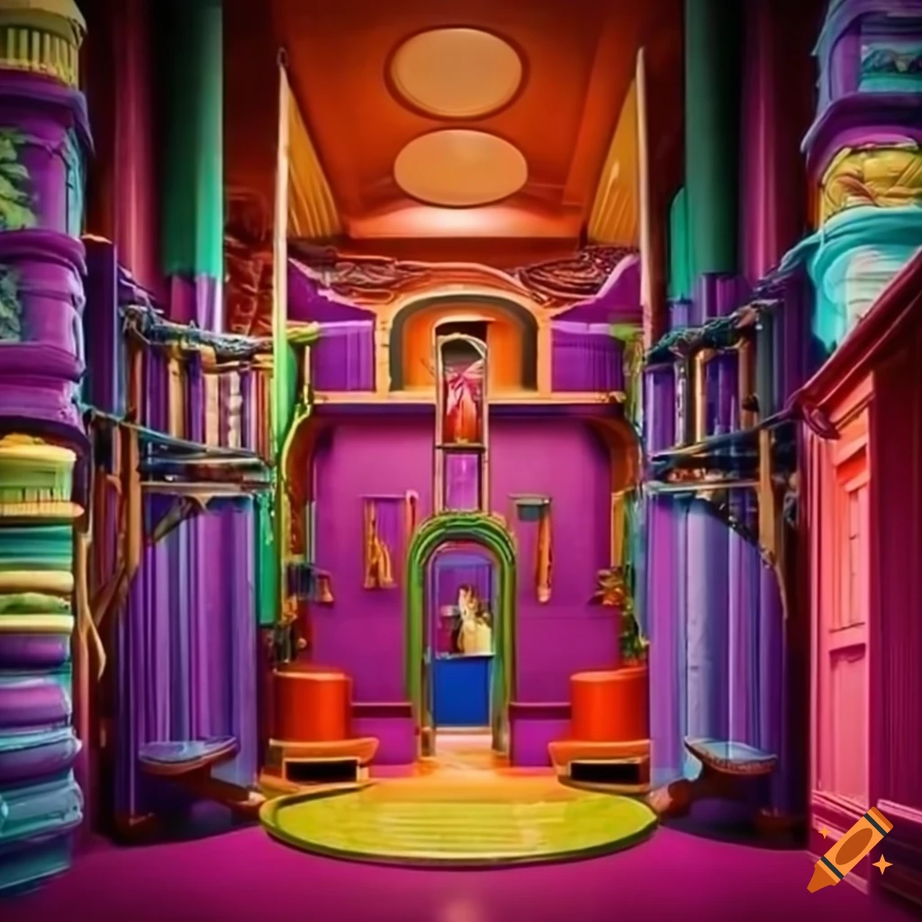 Interior of willy wonka's chocolate factory on Craiyon
