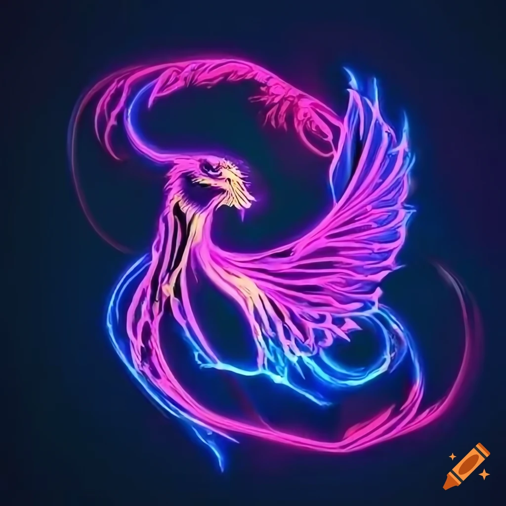 Phoenix in neon style on Craiyon