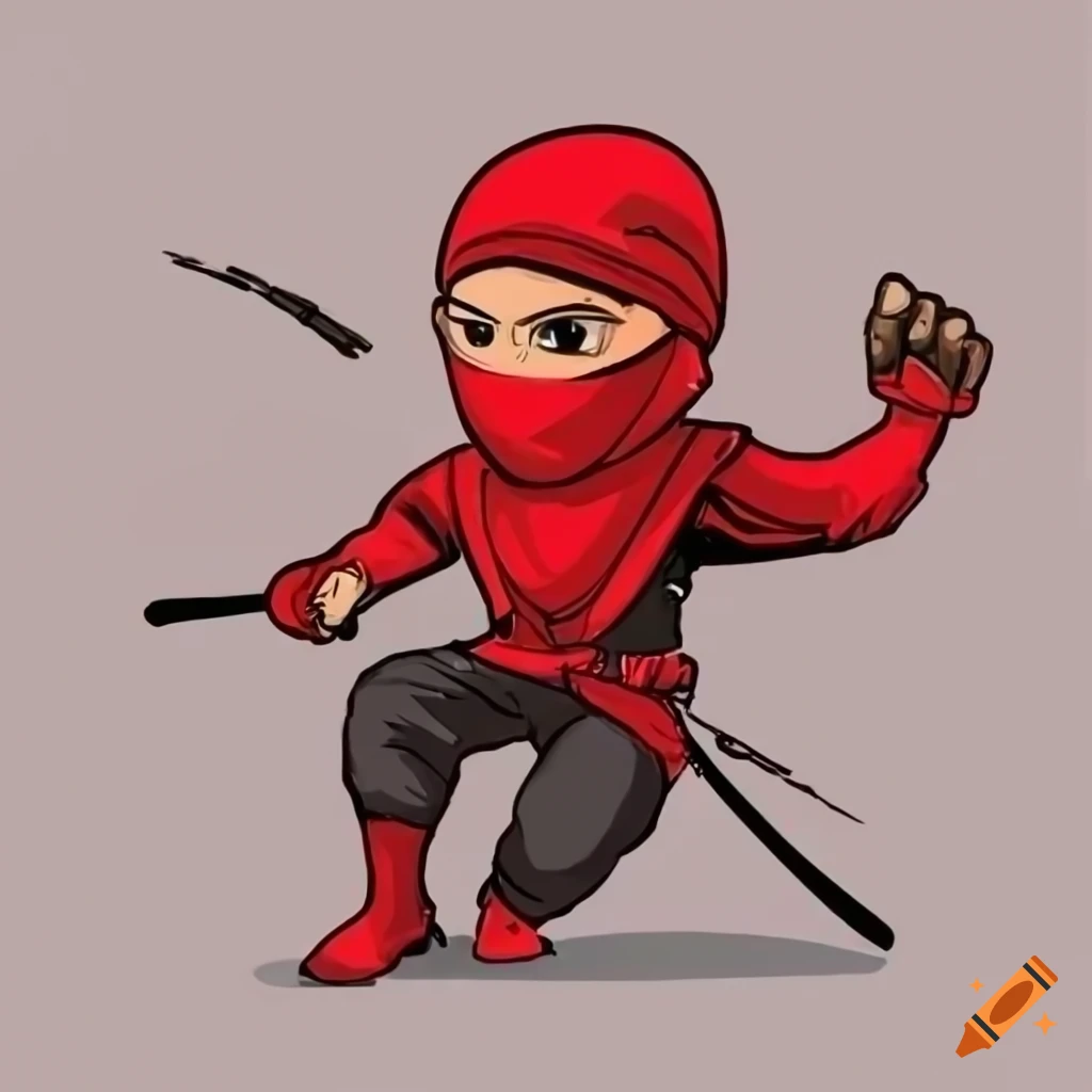 Outline drawing of a red ninja on Craiyon