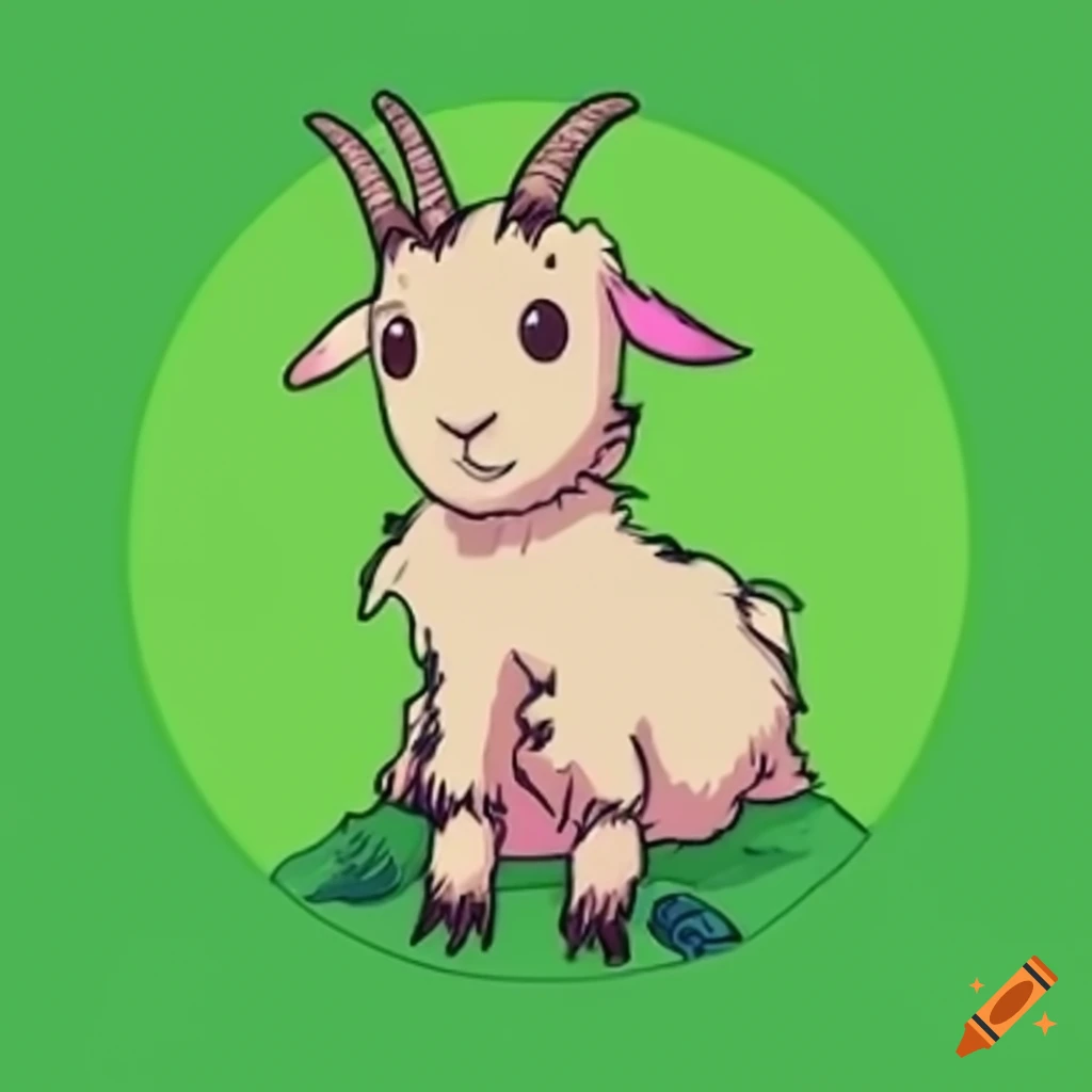 Playful goat on a vibrant lime green background on Craiyon