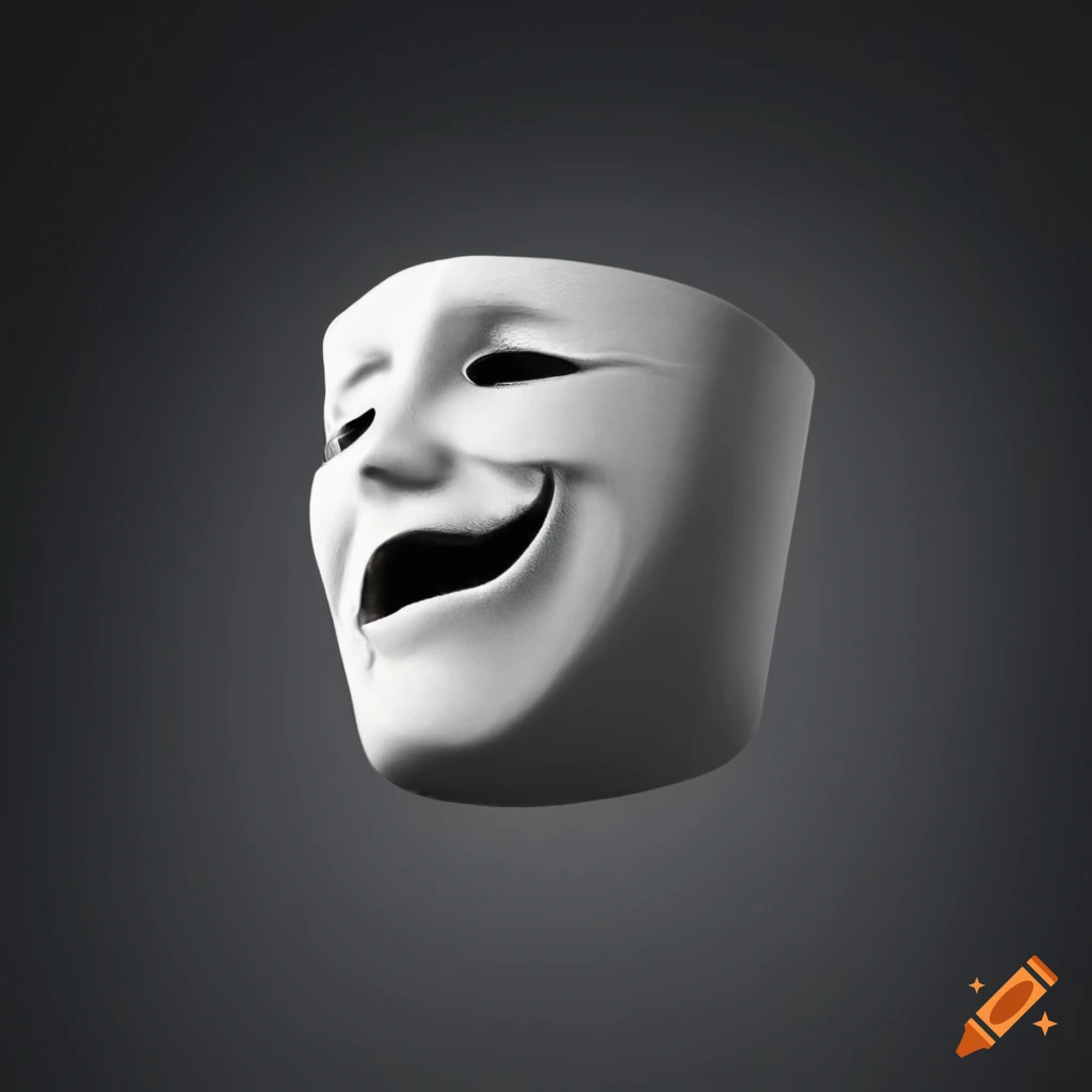 Theater mask with simple face and 3 colors on Craiyon