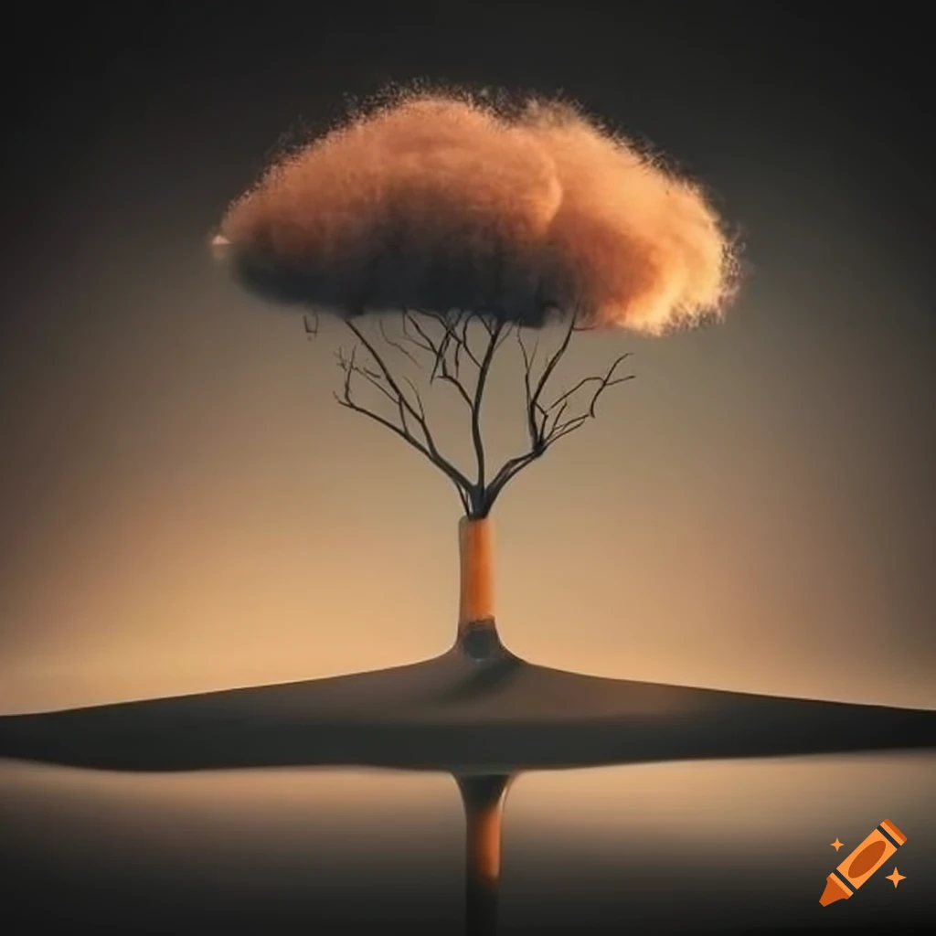 Surrealist landscape with random objects from the design industry on ...