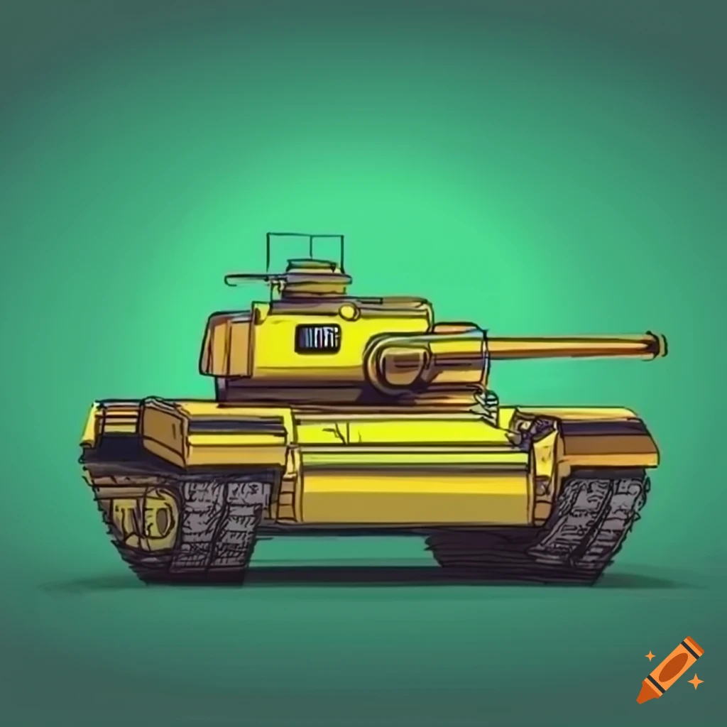 Yellow tank on a green background on Craiyon