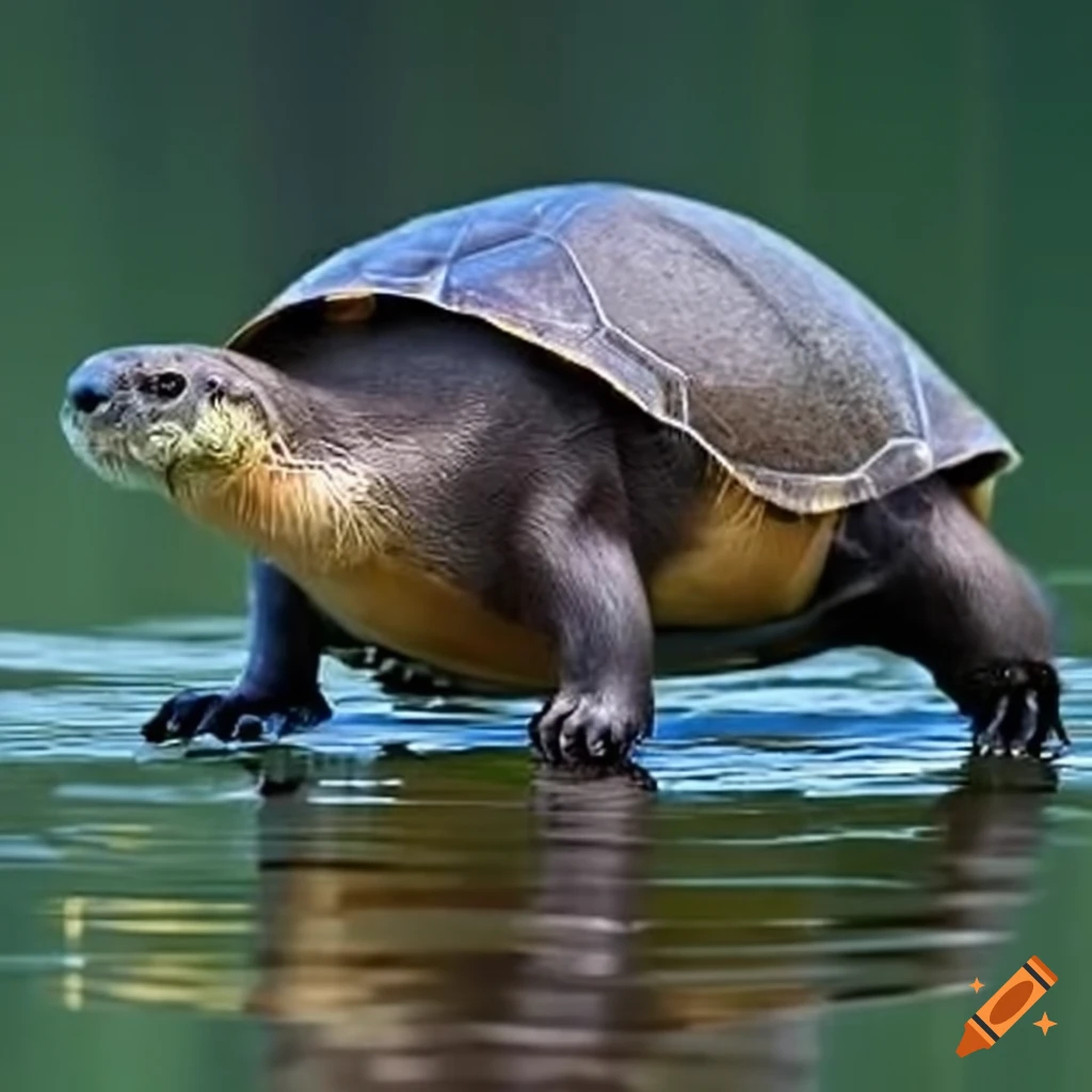 Illustration of an otter turtle, a fictional species on Craiyon