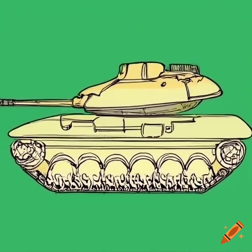 Yellow tank drawing on green background on Craiyon