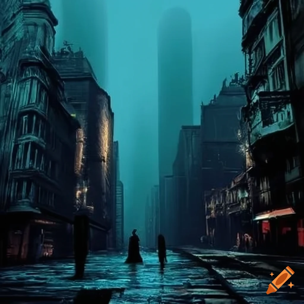 Ominous city where time stands still on Craiyon