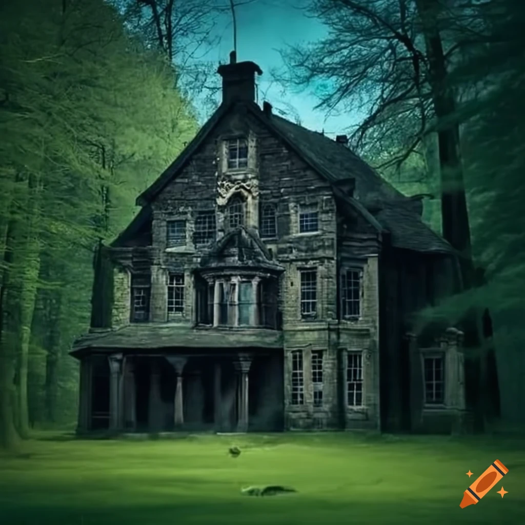 Impressive tall black manor in the woods on Craiyon