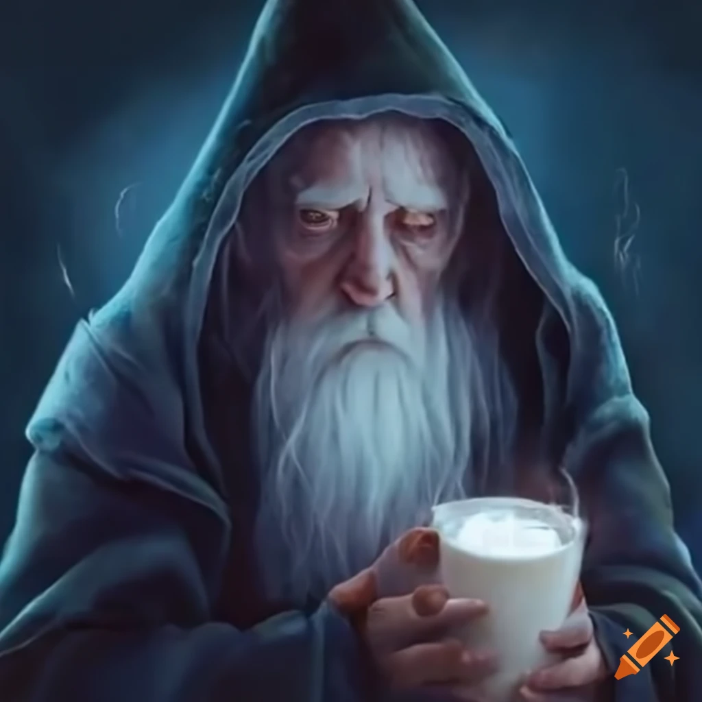 Wizard creating milk illusion instead of lightning spell on Craiyon