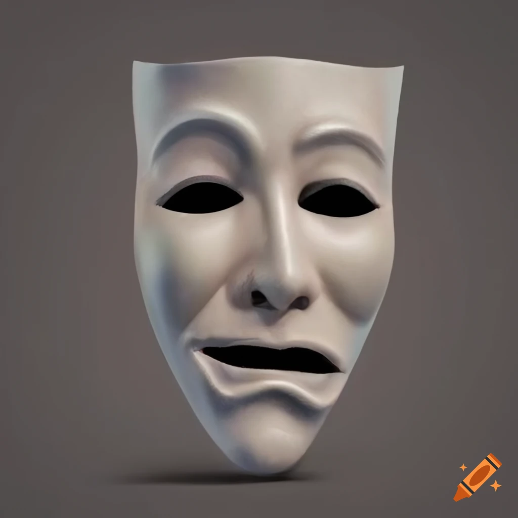 Theater mask with cunning expression in three colors on Craiyon