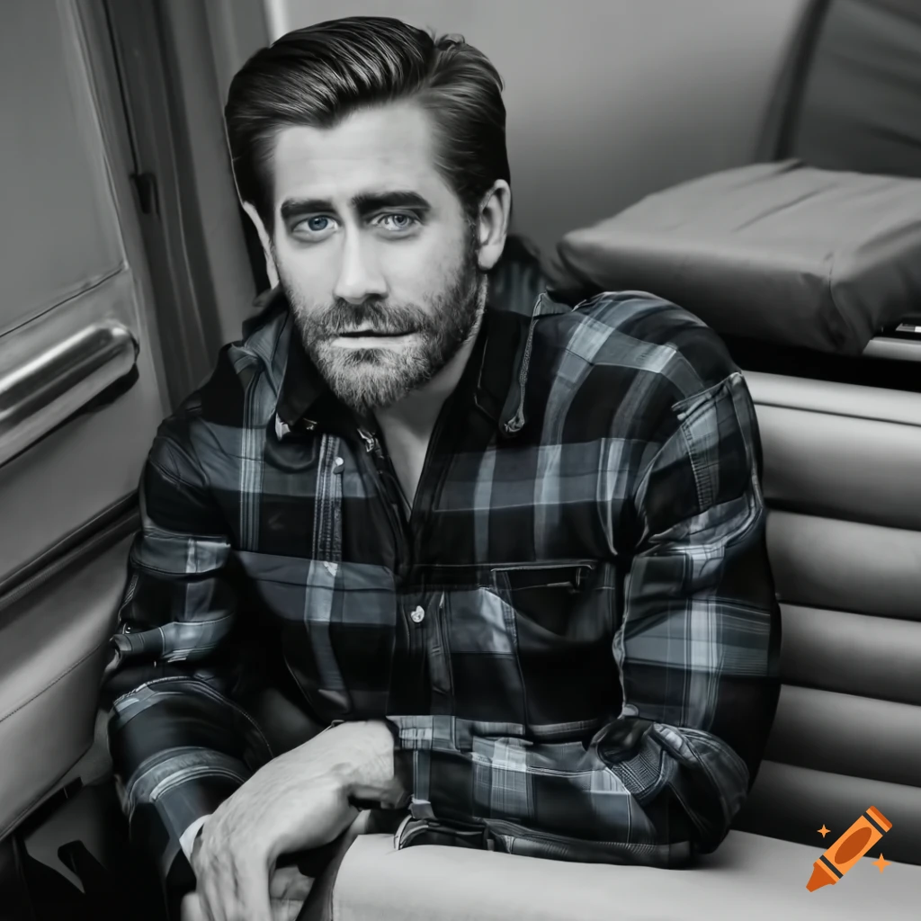 Actor resembling Jake Gyllenhaal sitting in a vintage caravan trailer ...