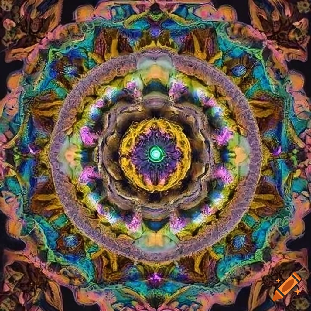 Colorful chakra mandala artwork in brown hues on Craiyon