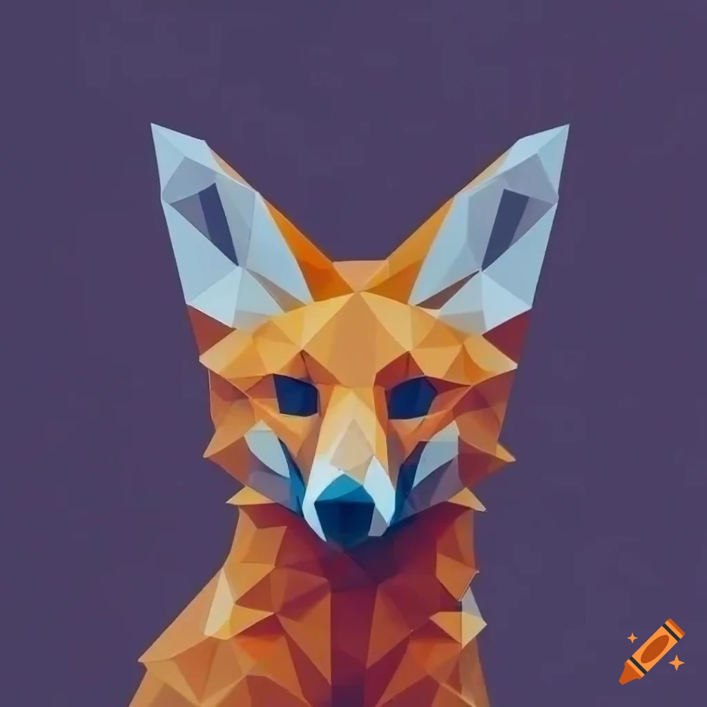 Geometric symmetrical maned fox artwork for mobile app icon on Craiyon