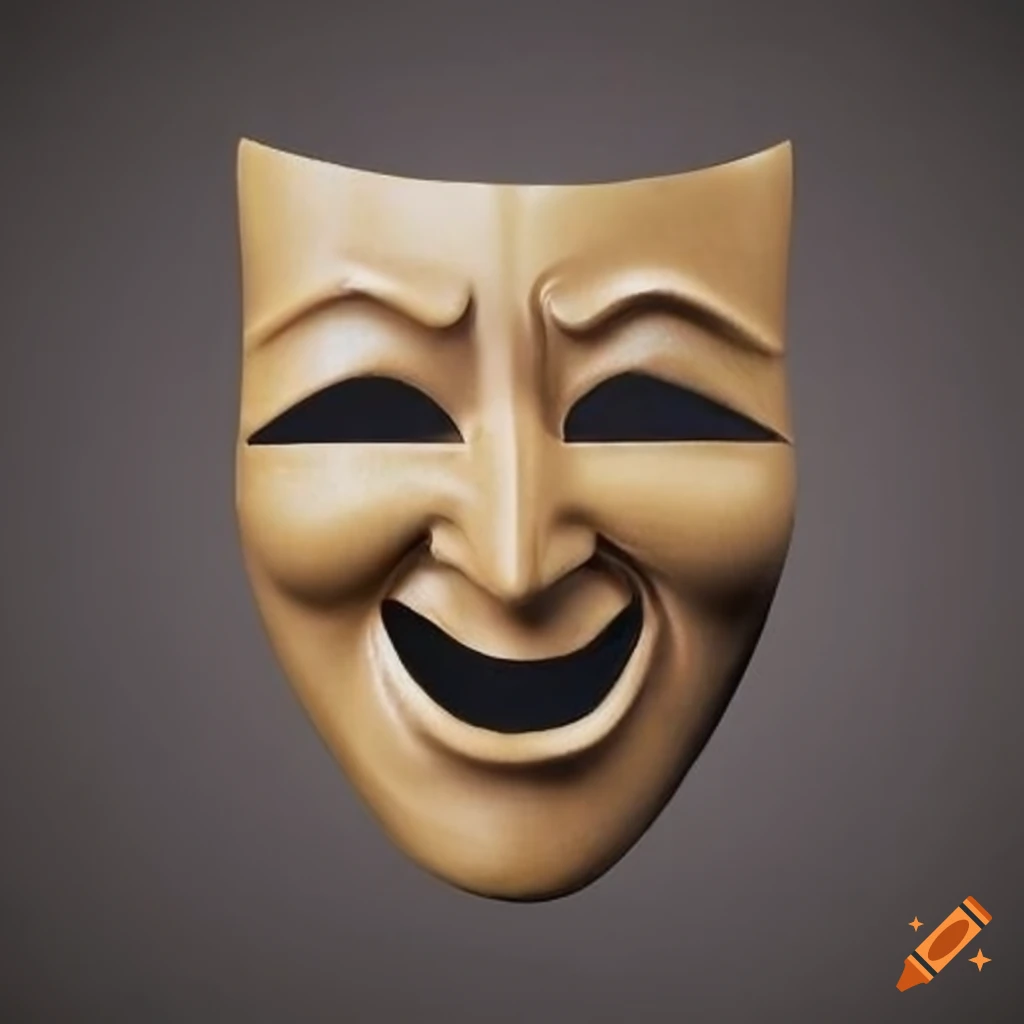 Annoyed theater mask with simple design in 3 colors on Craiyon