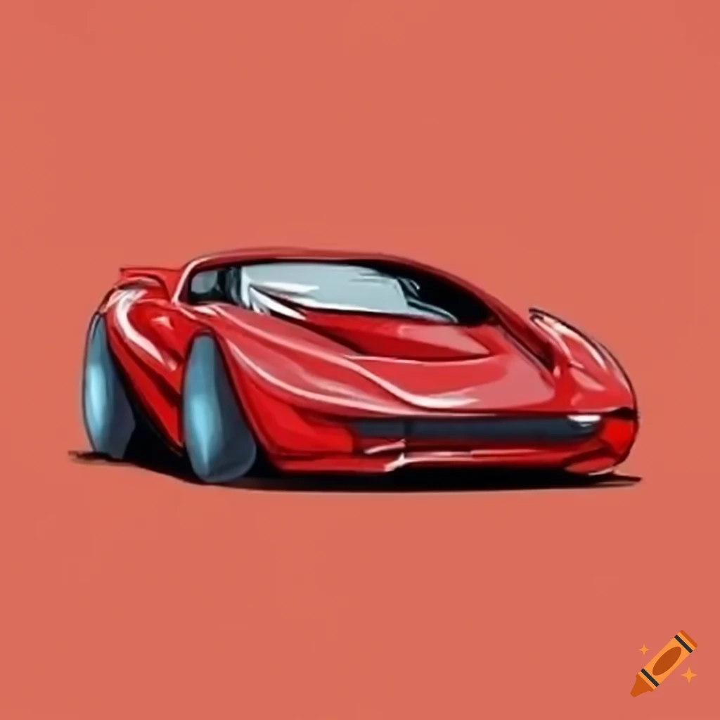 Red car racer drawing on Craiyon