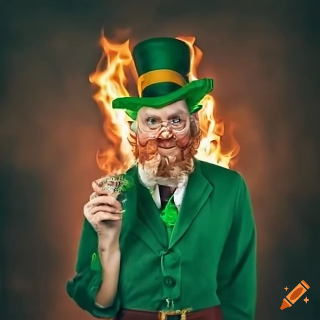 Leprechaun engulfed in flames on Craiyon