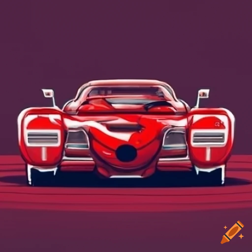 Red racer car outline drawing on Craiyon
