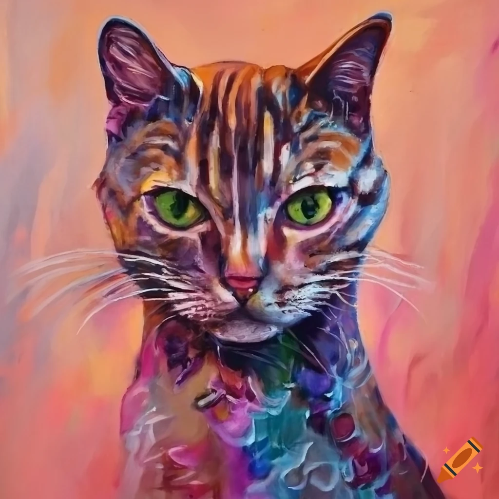Cat painting in gouache style on Craiyon