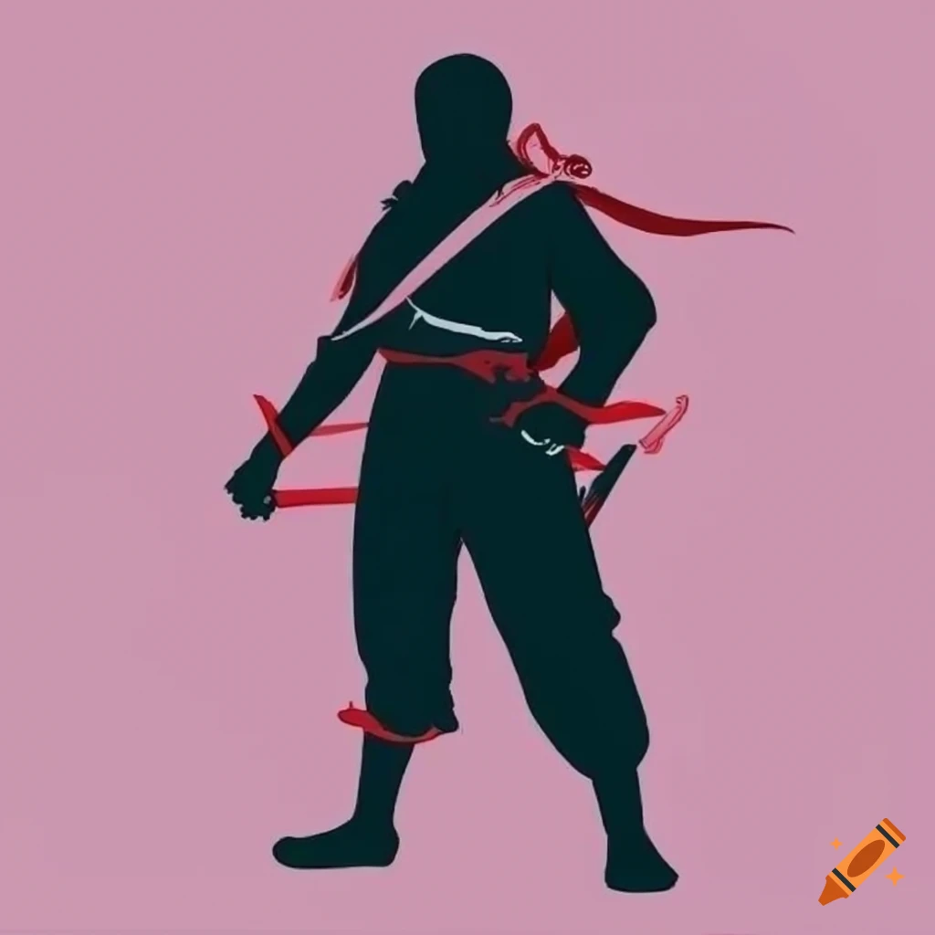 Outline drawing of a red ninja on Craiyon