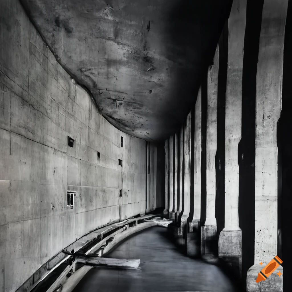 Interior Of A Brutalist Concrete Megastructure On Craiyon