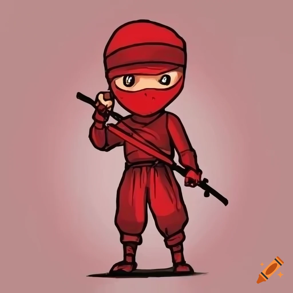 Outline drawing of a red ninja on Craiyon