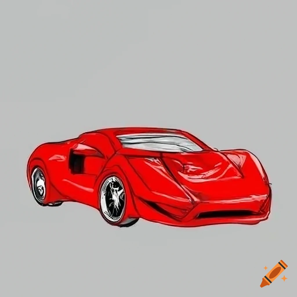 Red racer car outline drawing on Craiyon