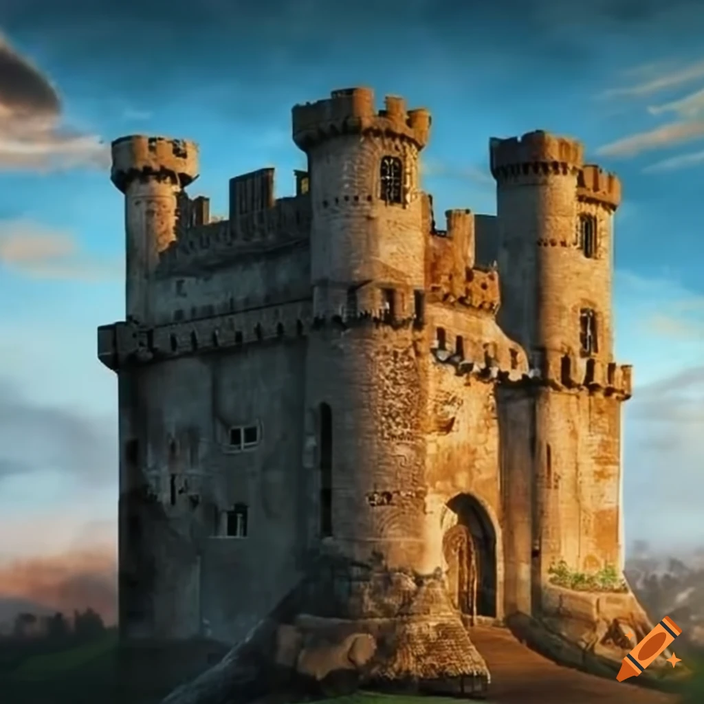 11th century european knight's castle with a strong gatehouse on Craiyon