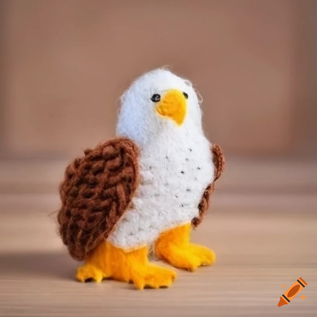 Tiny cute 3D eagle toy made of felt fiber with trumpet and music notes ...