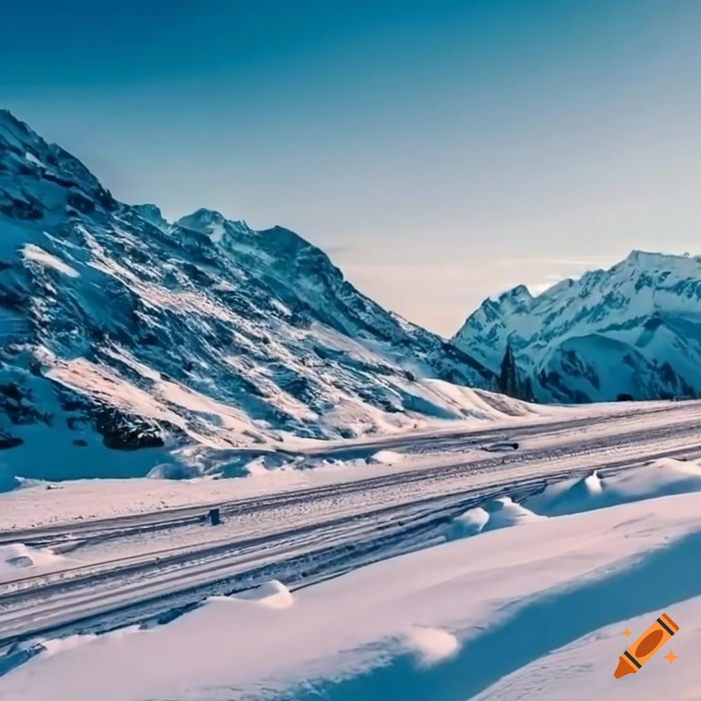 Charming Swiss mountain scenery with snow-covered hill and railway ...