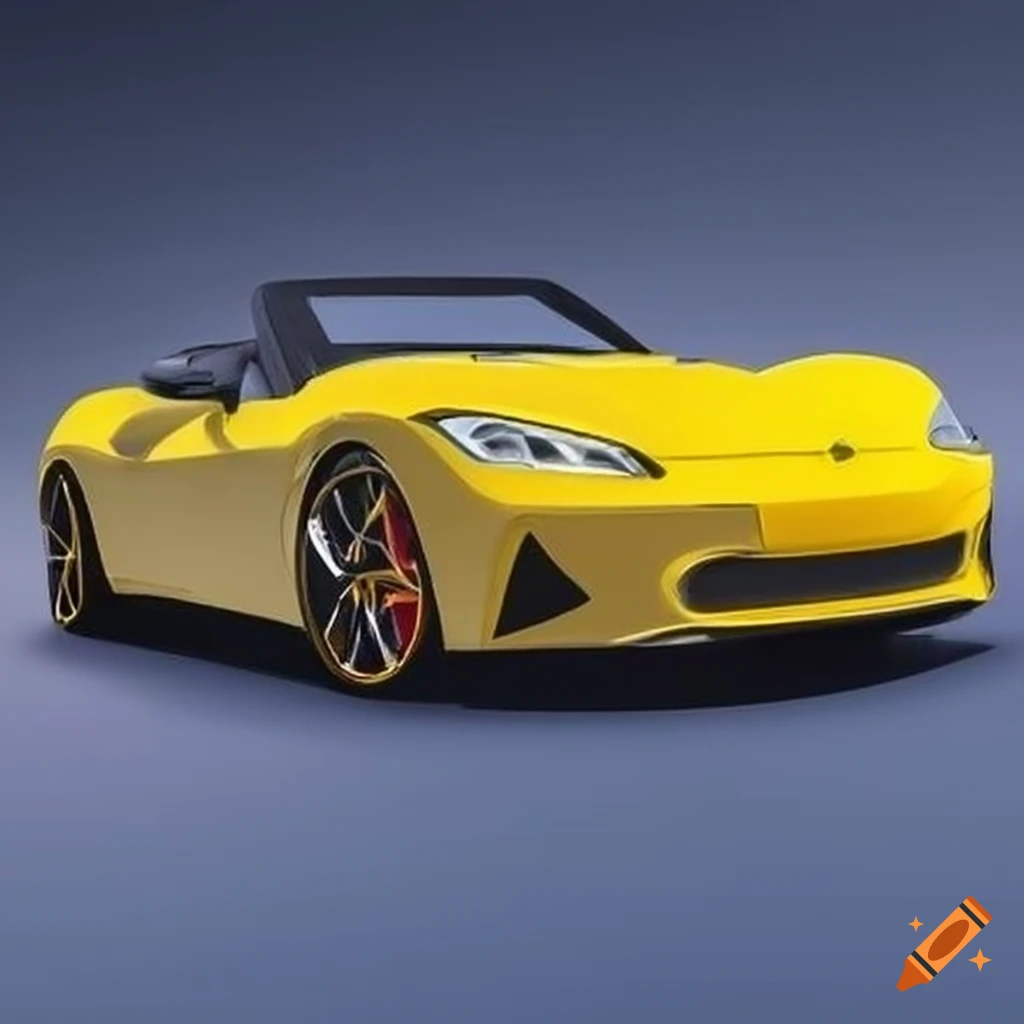 Vibrant yellow convertible sports car on Craiyon