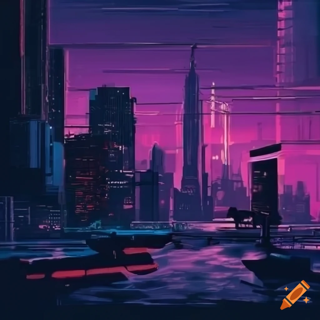 Retro-futurism cyberpunk cityscape on Craiyon