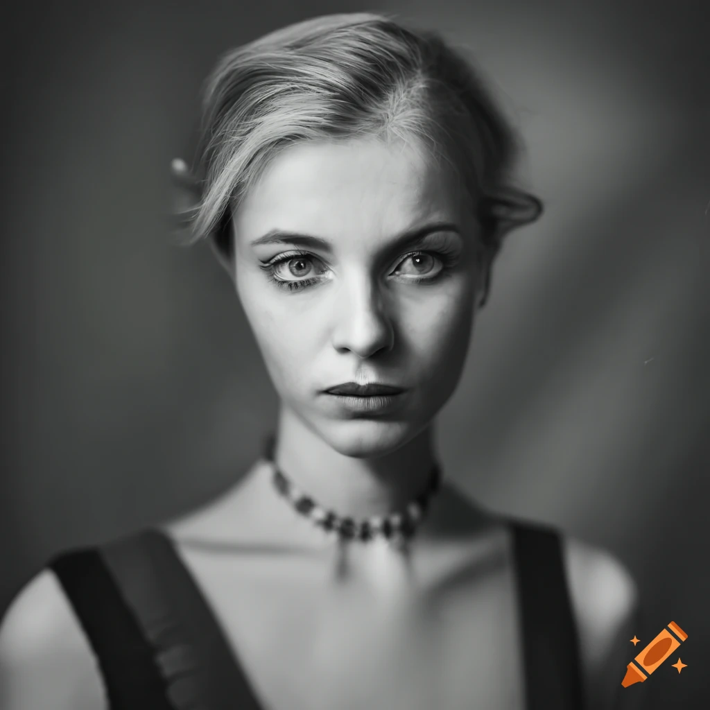 Vintage black and white portrait of a woman on Craiyon