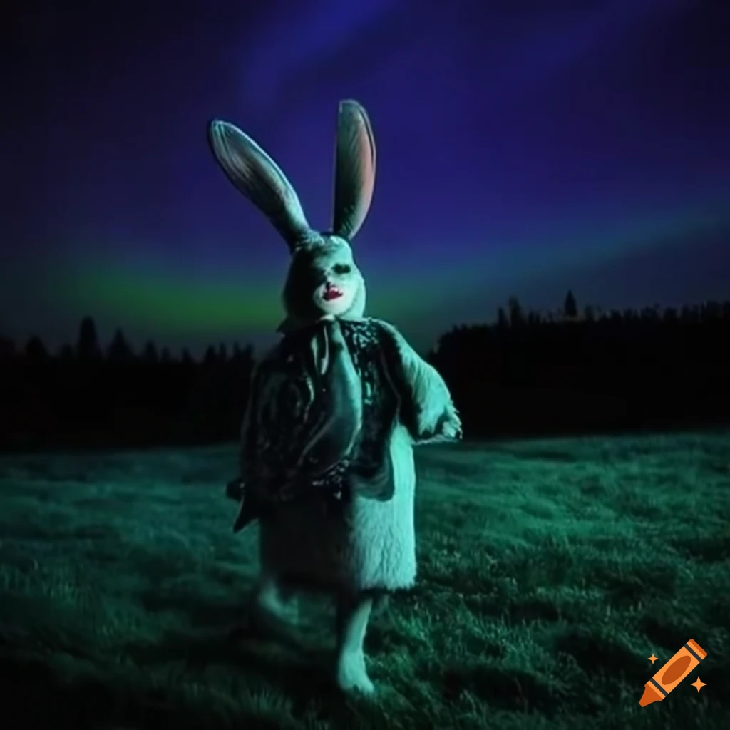 Easter bunny under northern lights on Craiyon