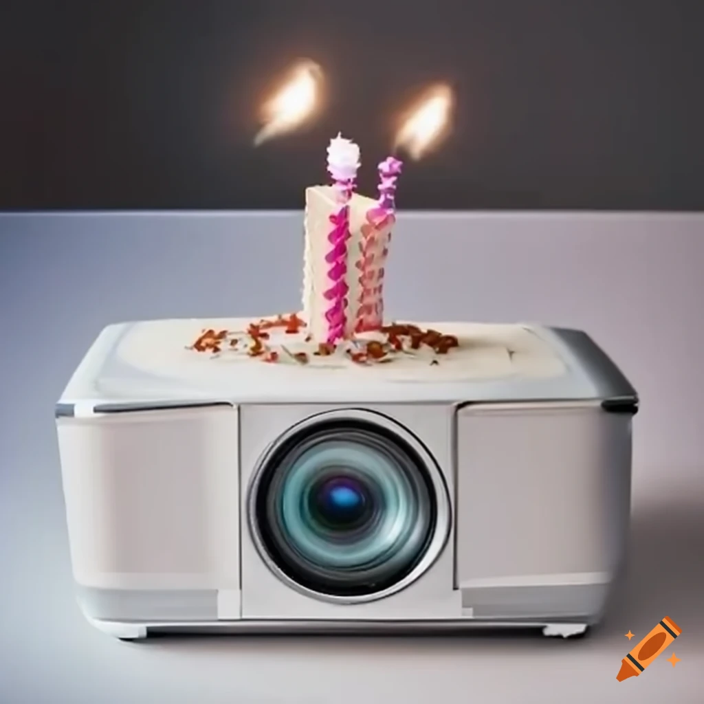 Video projector with a birthday cake on Craiyon